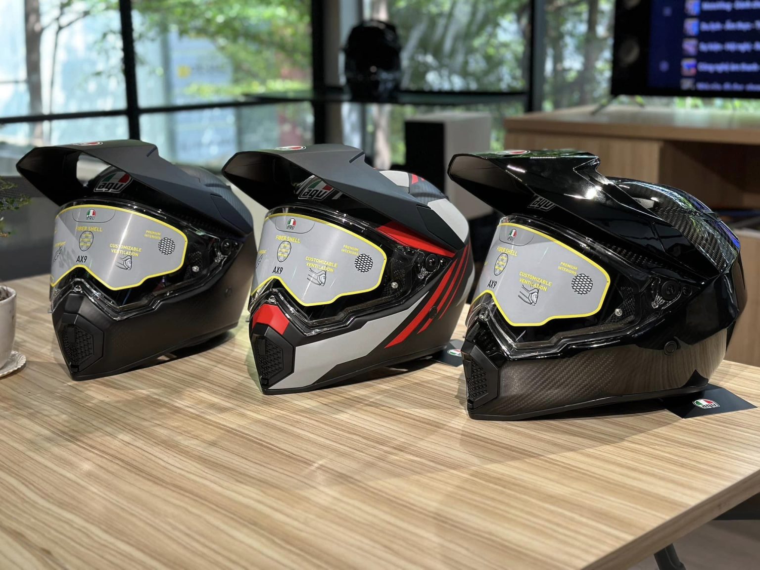 [TẶNG Pinlock]Mũ fullface Dual AGV AX9 Glossy Carbon